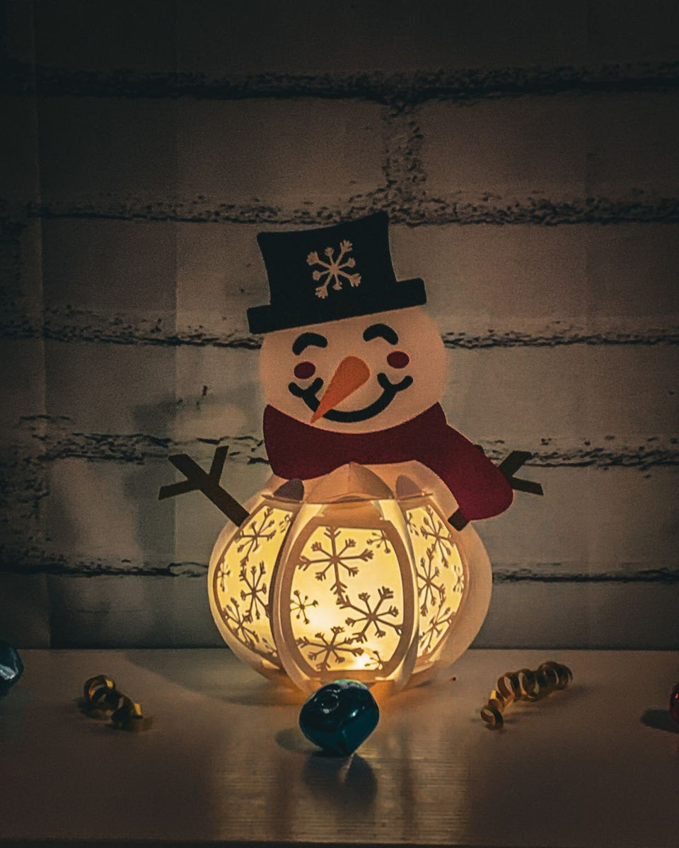 Snowman Christmas Paper Craft Snowman Lantern SVG Cut File for Cutting ...