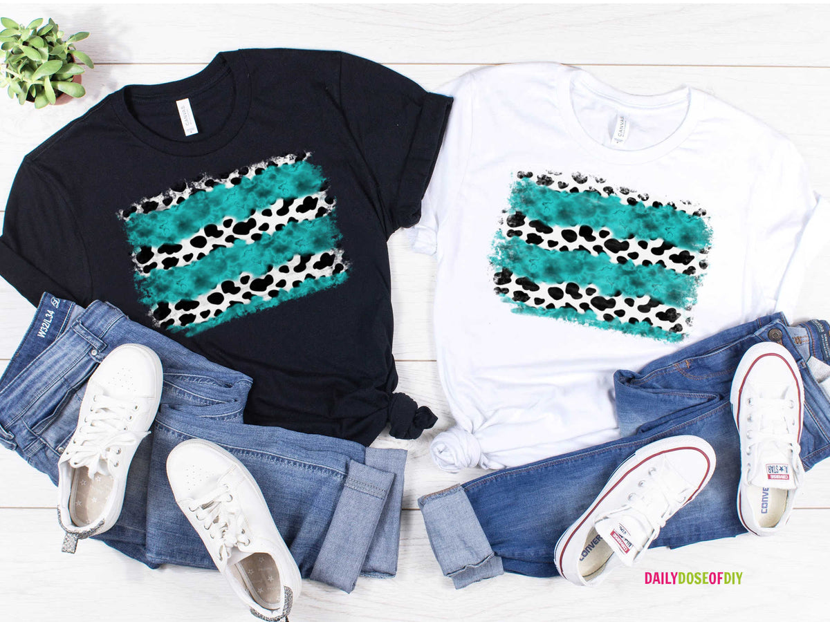 Western Cow Print and Teal Sublimation Background Design – Daily Dose ...